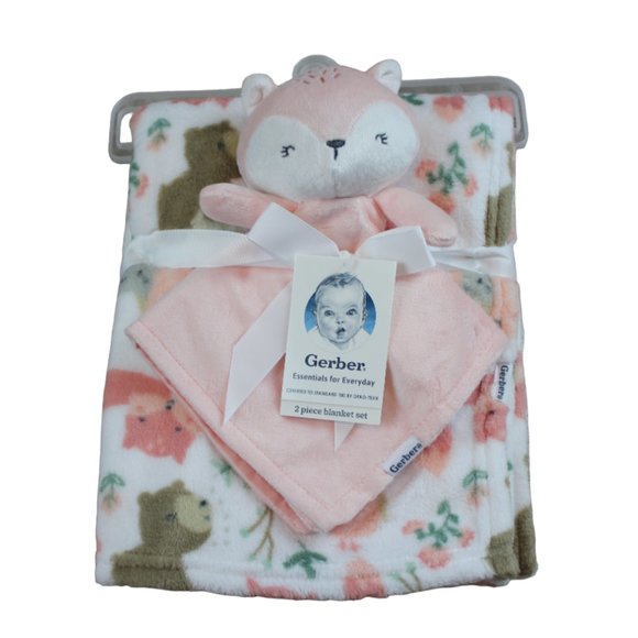 Gerber | Bedding | Gerber Fox Baby Blanket Security Lovey Set White ...
